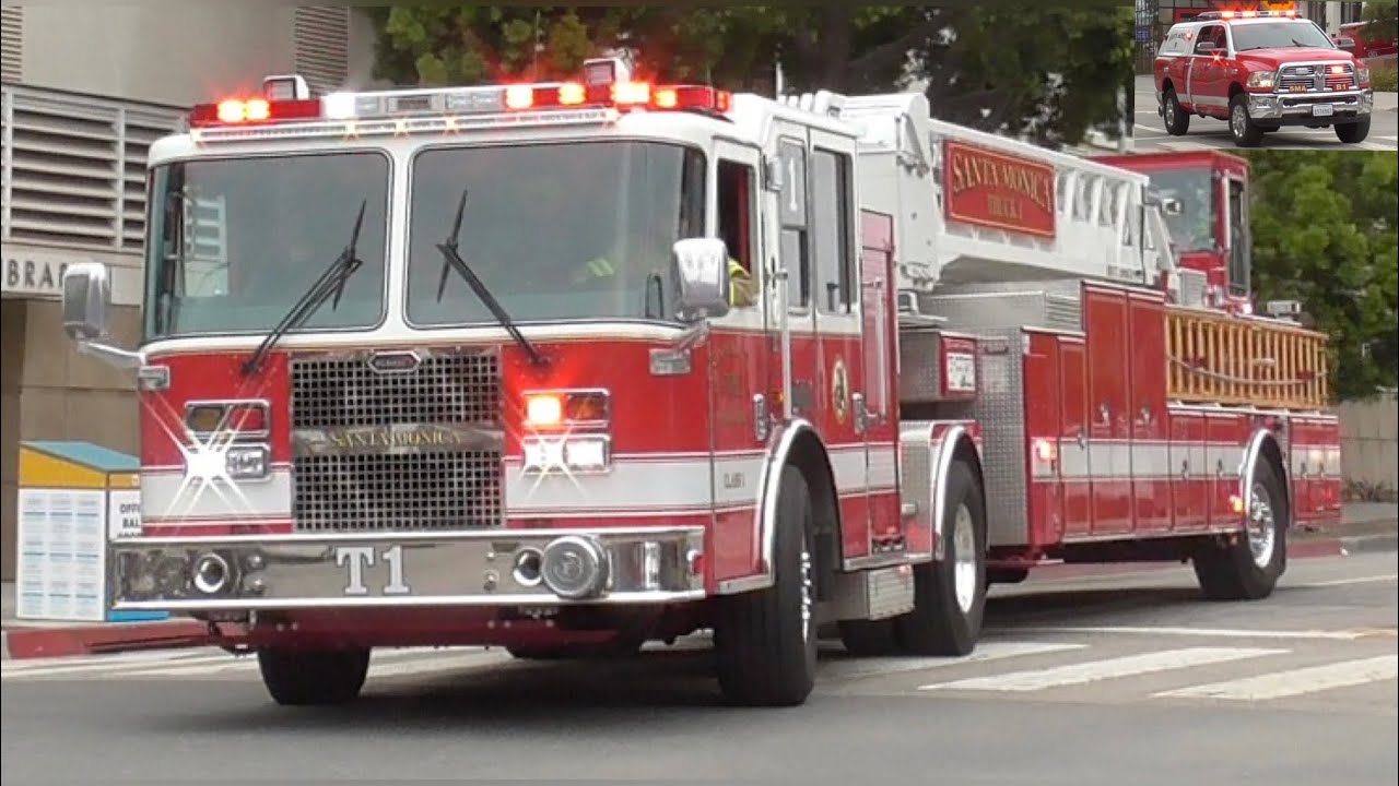 Santa Monica Fire Dept. Battalion 1 & Truck Co. 1 Responding - YouTube