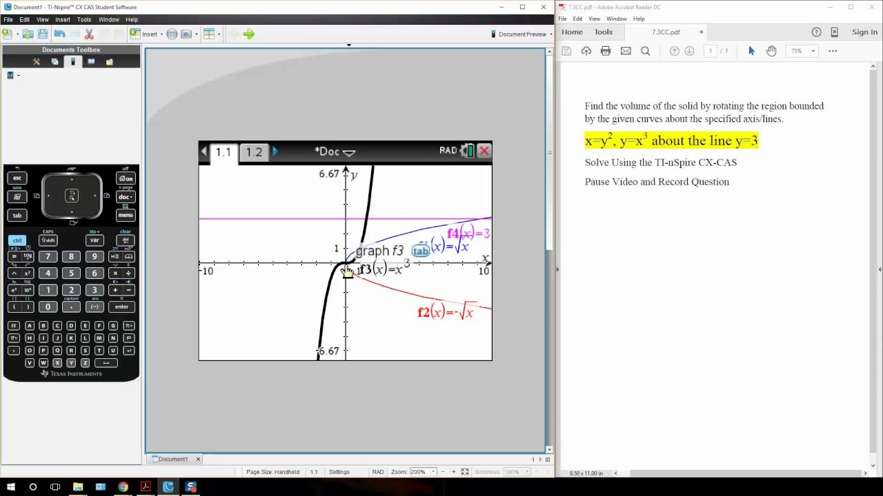 Calc 2: Volume Washer-Method (TI-nSpire CX CAS) ptC - YouTube