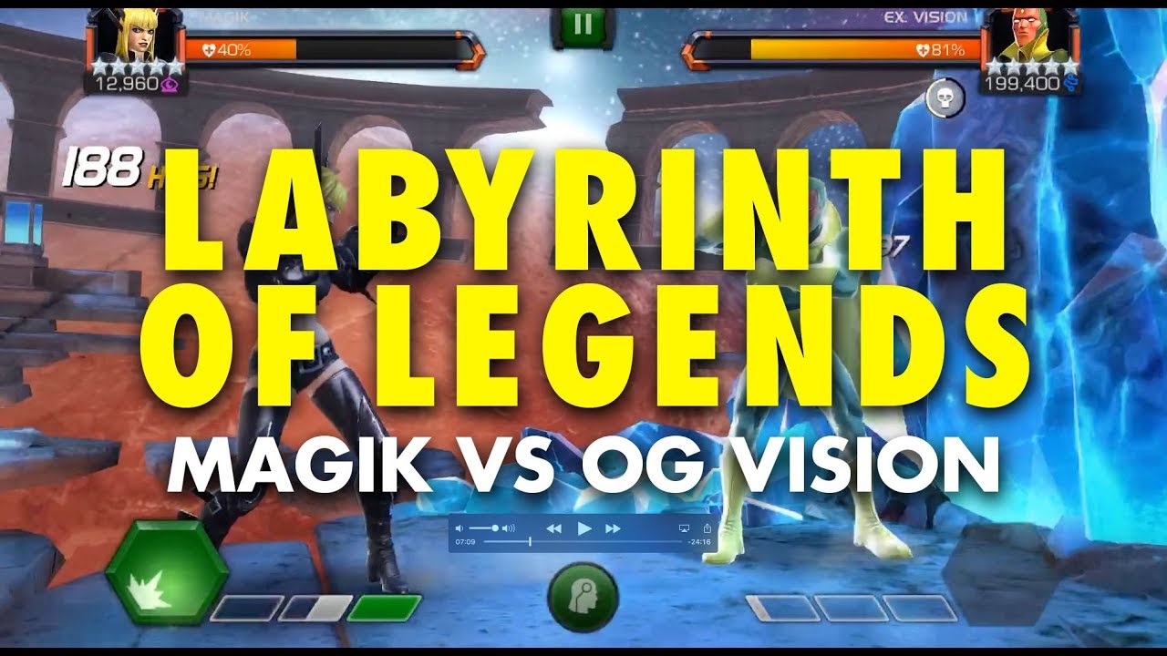 CRAZY COMBOS: MCOC Magik VS OG Vision Labyrinth of Legends - YouTube
