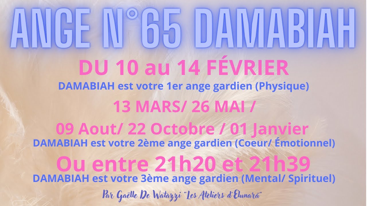 ️Ange n°65 DAMABIAH présentation, description et symbolismes des anges ...