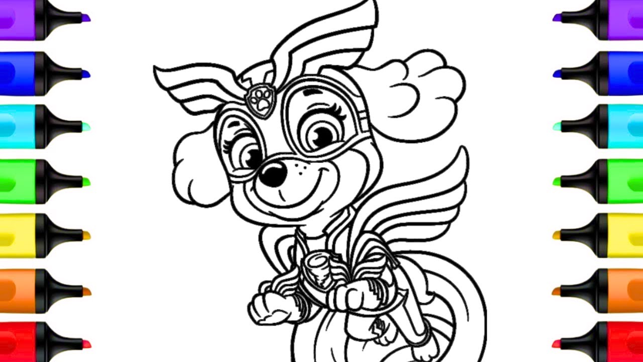 Coloring Skye PAW Patrol Mighty Pups Coloring Pages | PAW Patrol ...
