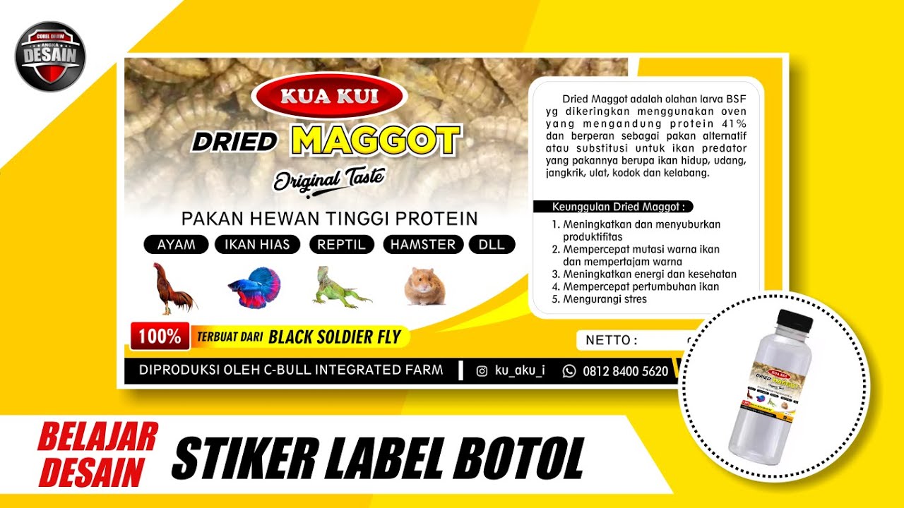 Belajar Desain Stiker Label Botol - Angka Desain - YouTube