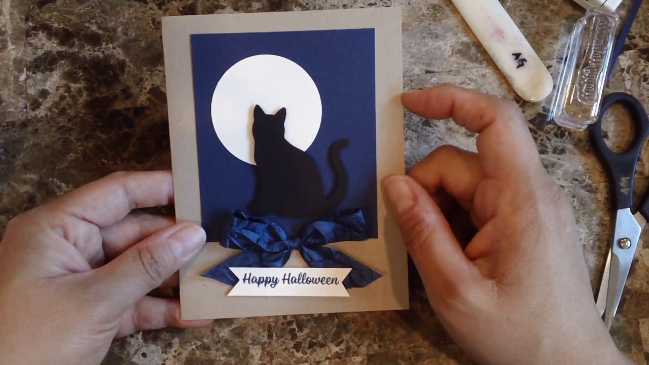 How to make a quick and easy halloween card with the spooky cat suite ...