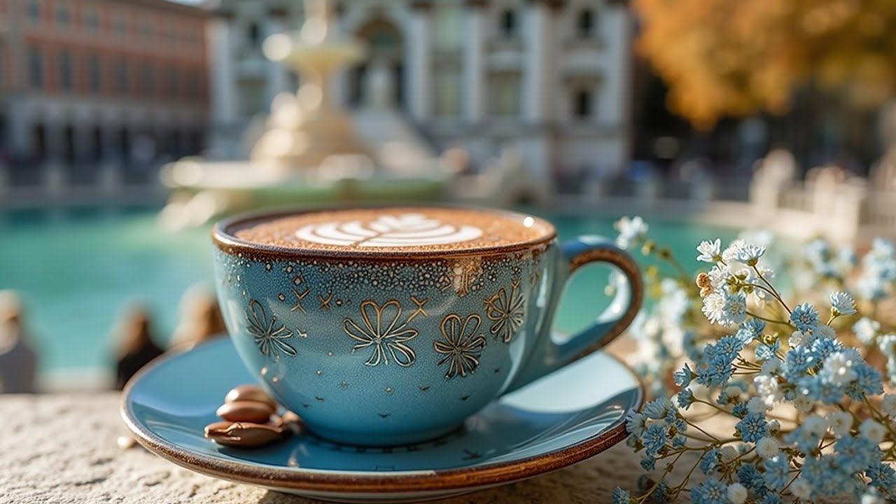 Peaceful coffee cup moment in beautiful landscape view relax and ...