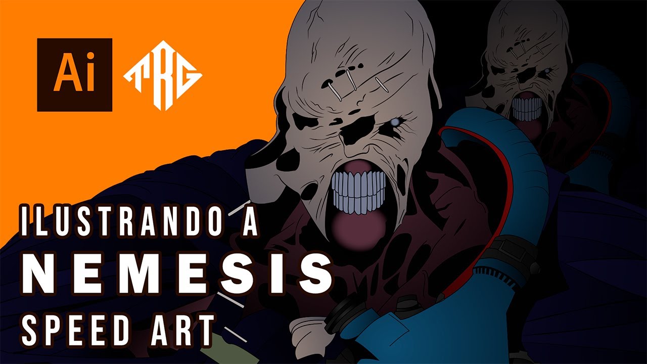 Ilustrando a Nemesis Adobe Illustrator SpeedArt vectorizando imagen Resident Evil 3 Remake ...