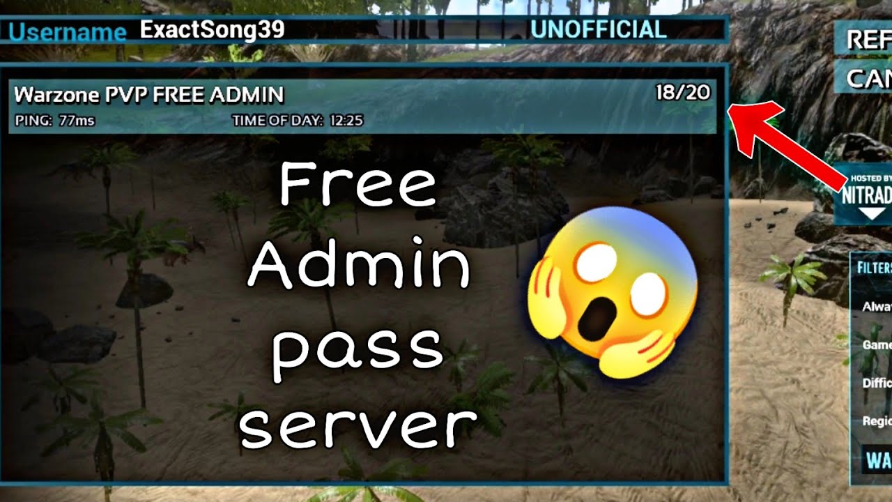 ARK MOBILE FIRST TIME FREE ADMIN PASS SERVER | - YouTube
