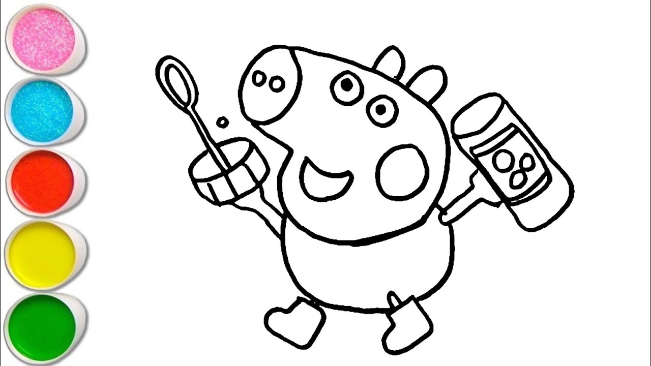 Cute Pippa Pig Drawing, Painting and Coloring For Kids and Toddlers ...