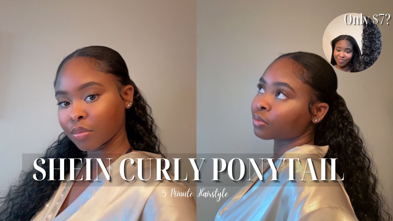 SHEIN PONYTAIL REVIEW | CURLY DRAWSTRING PONYTAIL | ONLY $7 #hairstyles ...
