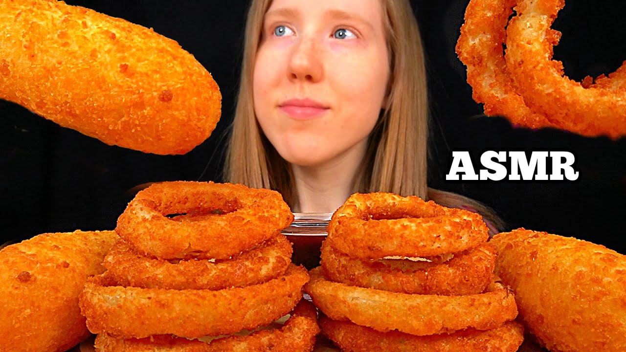 ASMR MOZZARELLA CORN DOGS & ONION RINGS MUKBANG (No Talking) EATING ...
