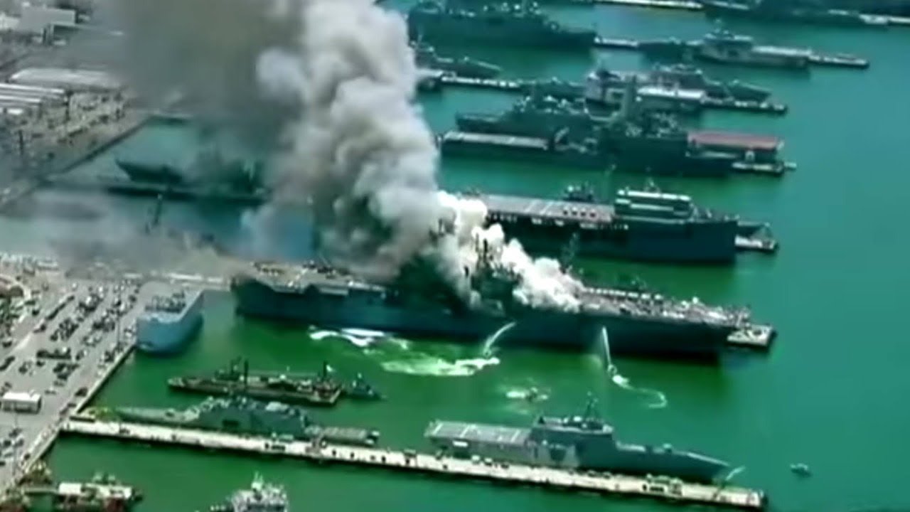 NEWS LIVE : USS Bonhomme Richard (LHD 6) Firefighting Efforts, July ...