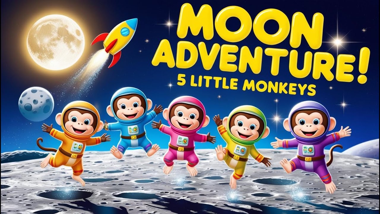5 Little Monkeys: Moon Adventure Song - YouTube