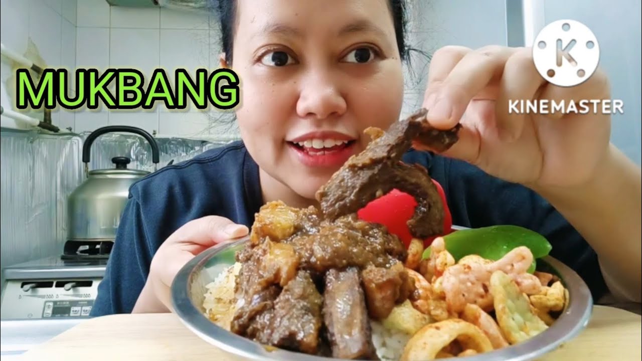 MUKBANG*RENDANG SAPI LALAPAN PAPRIKA KERUPUK NIKMAT LUARBIASA//MUKBANG ...