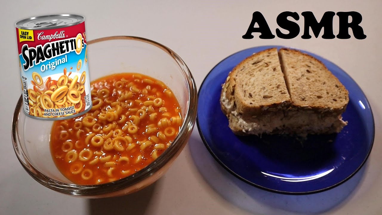 SPAGHETTIOS & TUNA SANDWICH ASMR MUKBANG - YouTube