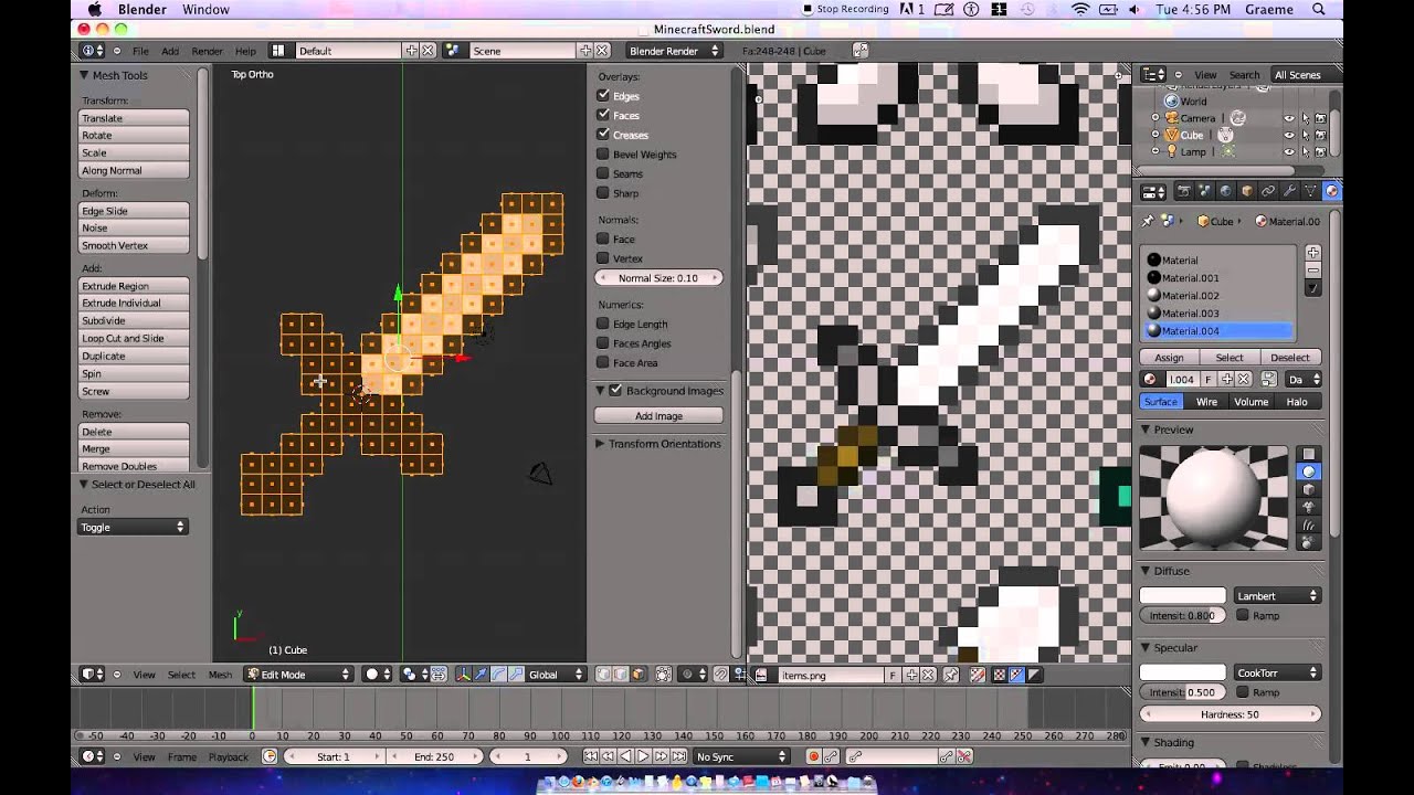 How To Color a Minecraft Sword in Blender 2.57 (And Possibly 2.6) - YouTube