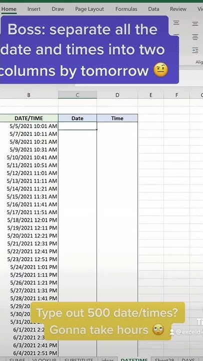 Separate Date And Time In Two Column In Excel Tech Pouch Youtube