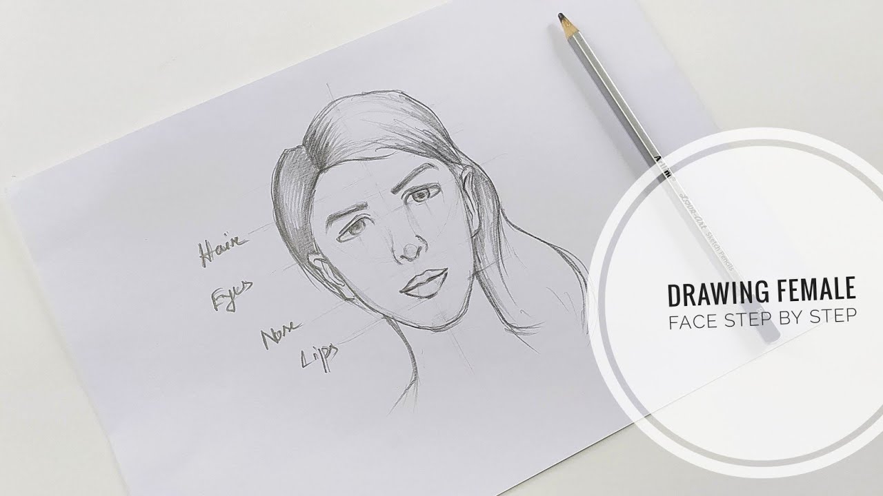 How to draw female face ? Step by step - Smita Arts - YouTube