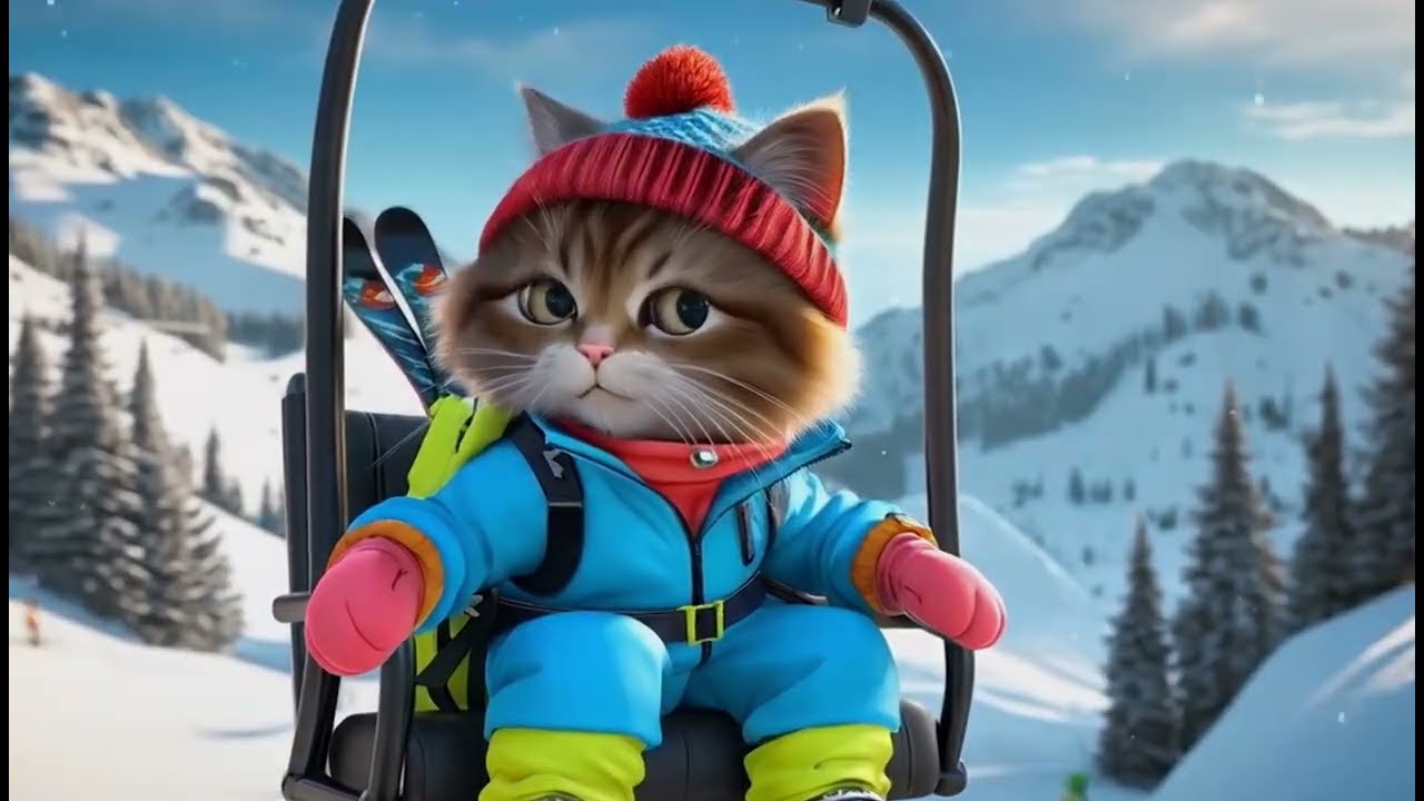 A Cozy Winter Adventure of a Fluffy Kitten in the Snowy Mountains ️🐾 ...