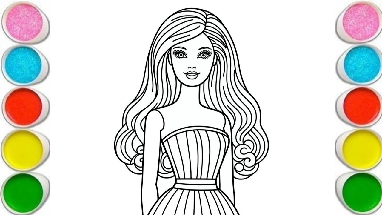 Cute Barbie doll 🪆 drawing for kids and toddlers 🌈||Barbie drawing and ...