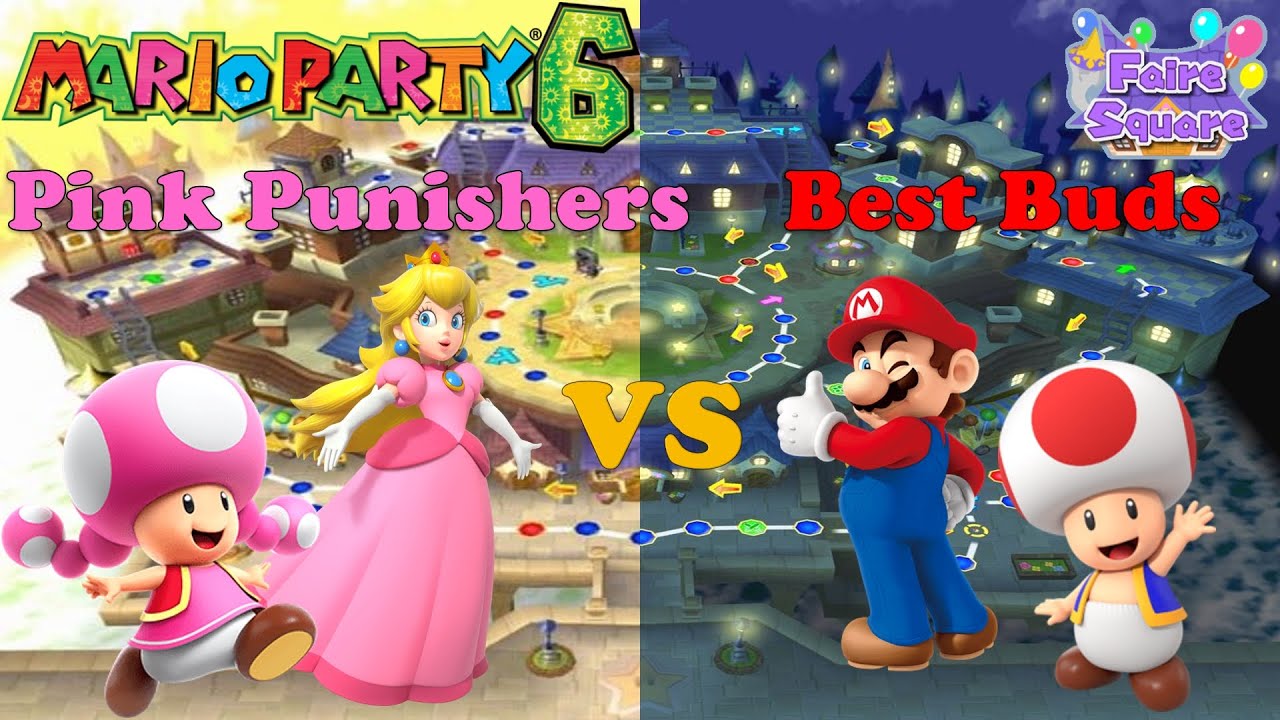 Mario Party 6 - Toadette & Peach vs Toad & Mario - Faire Square - YouTube
