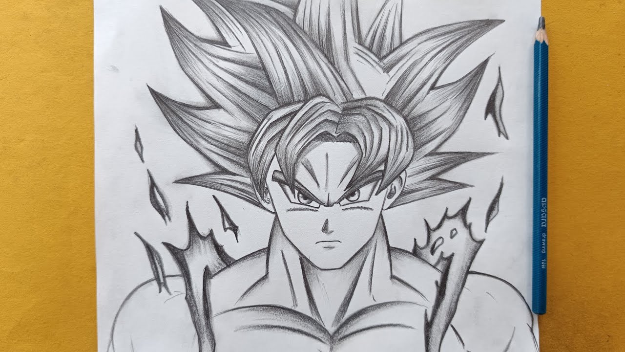 How to draw Goku - step by step Drawing || Goku Ultra instinct drawing ...