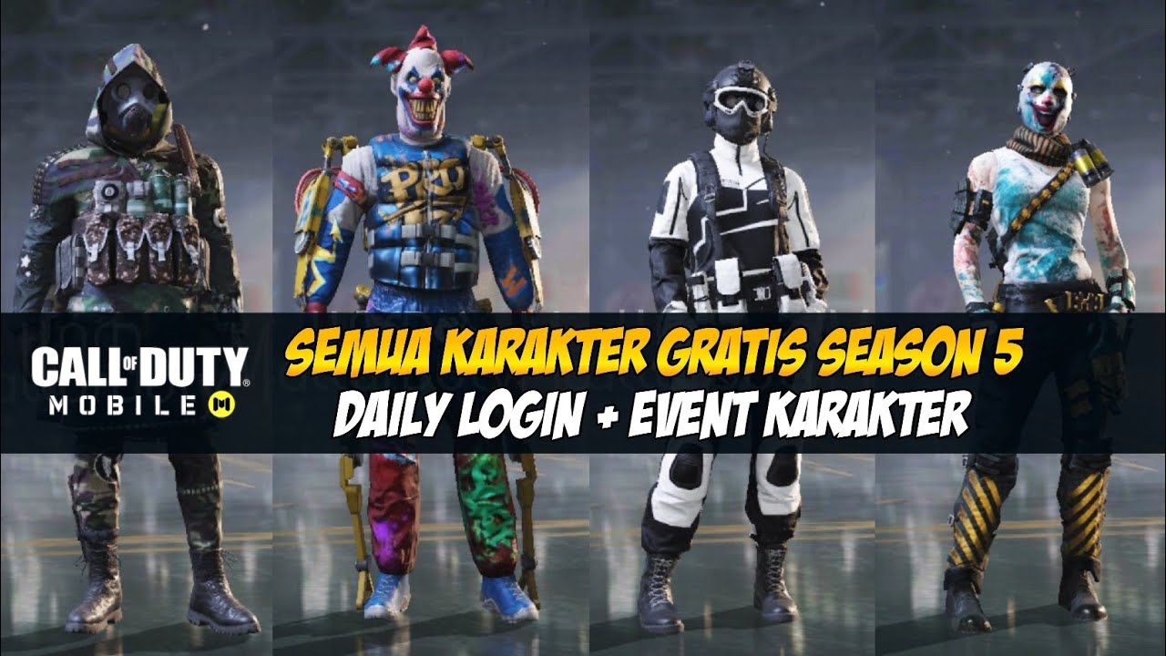semua karakter gratis codm season 5 (2023) | daily login + event karakter codm S5 | CODM ...