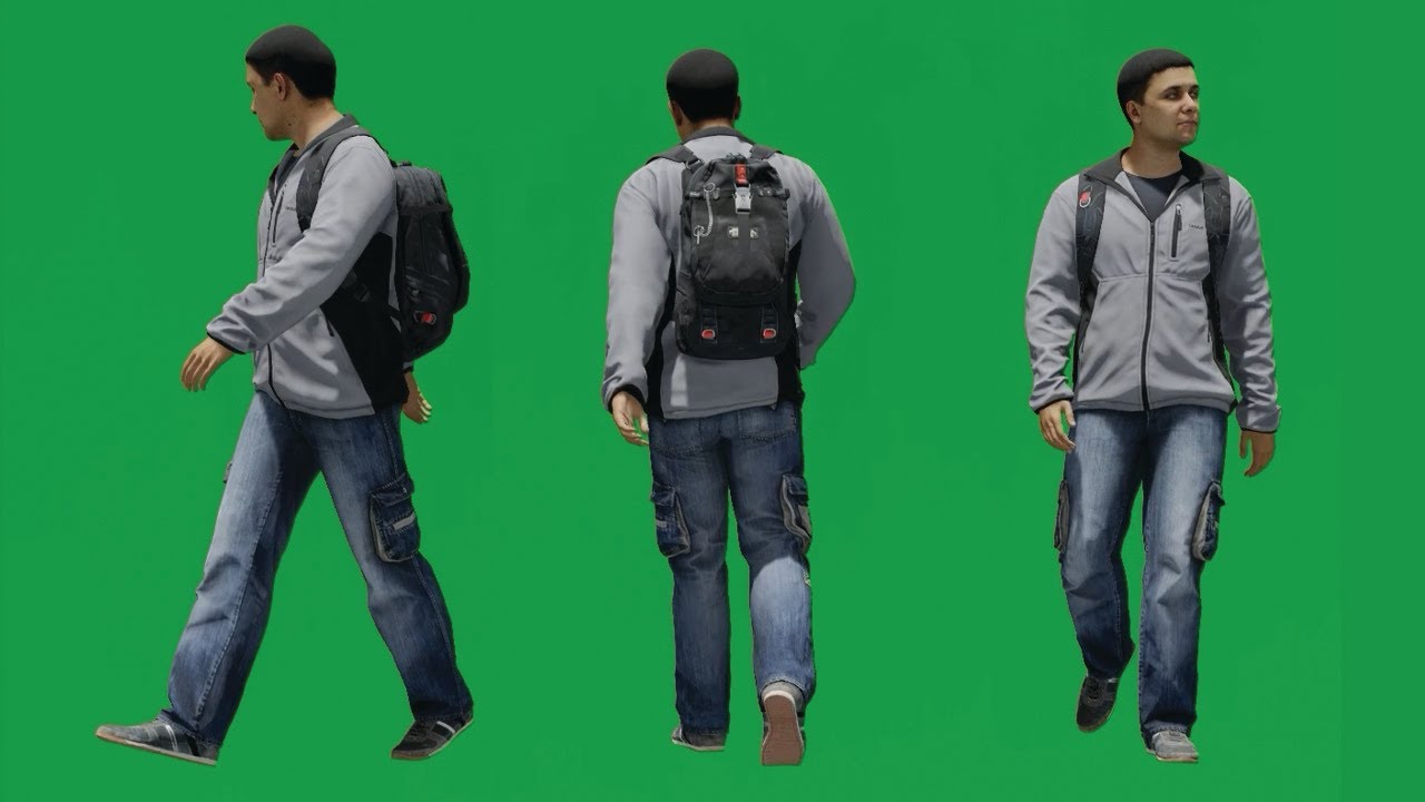 Student boy green screen walk and talk go to university people ...