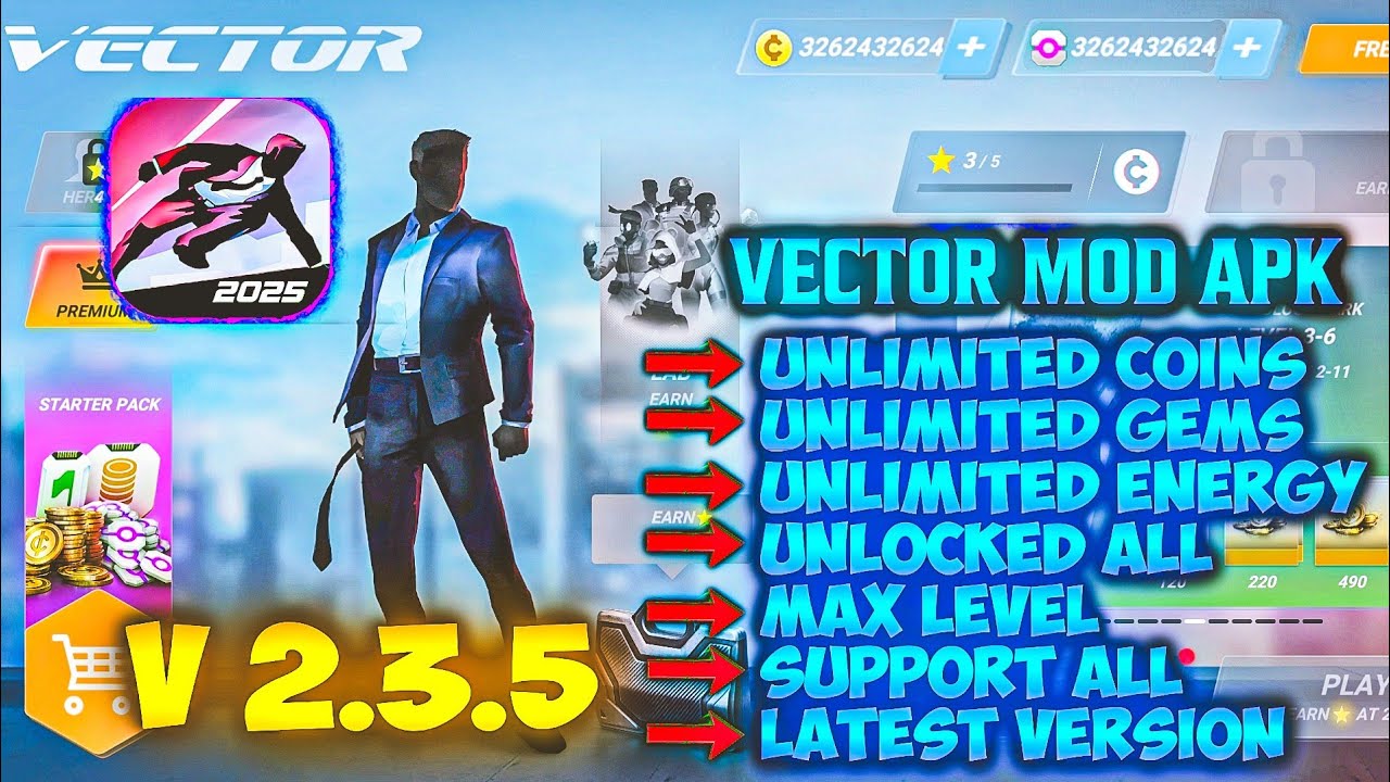 Vector Mod Apk 2.3.5 | Free Shopping Unlimited Money and Gem | Gameplay ...