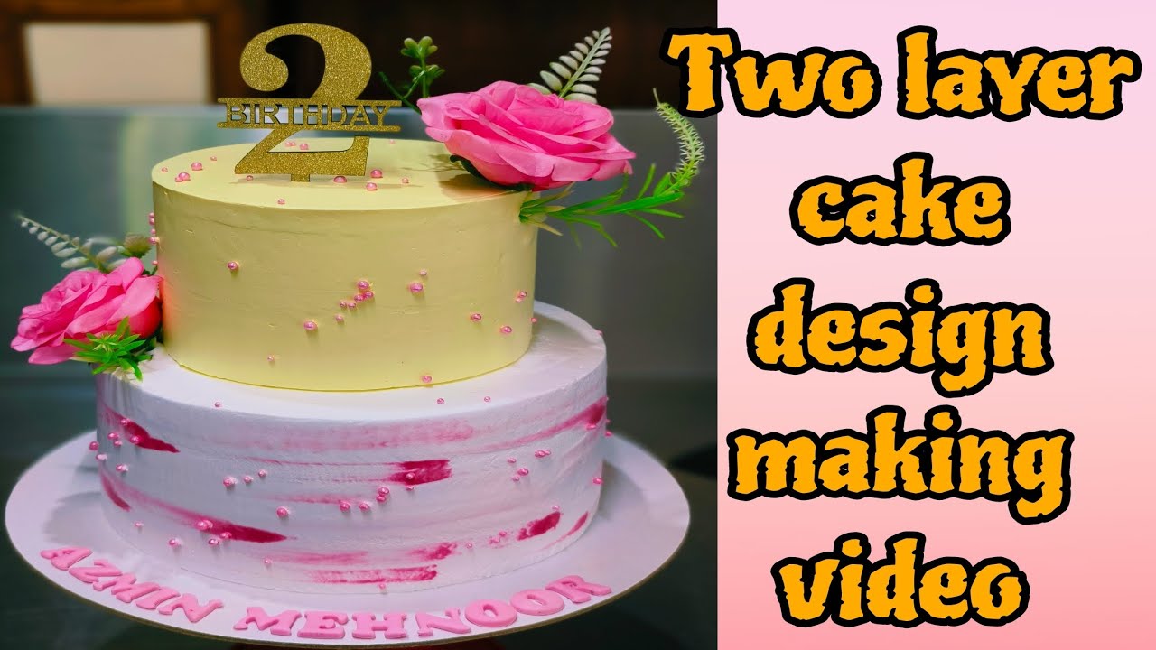 How to make simply two layer cake design #cake #cakedesign # ...