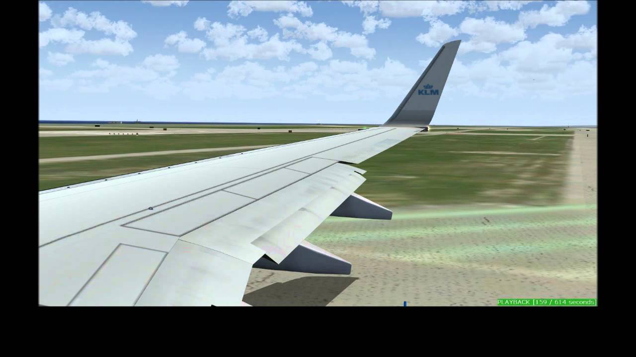 FS2004 FS9 iFly 737 KLM LFMN Takeoff Wing view - YouTube