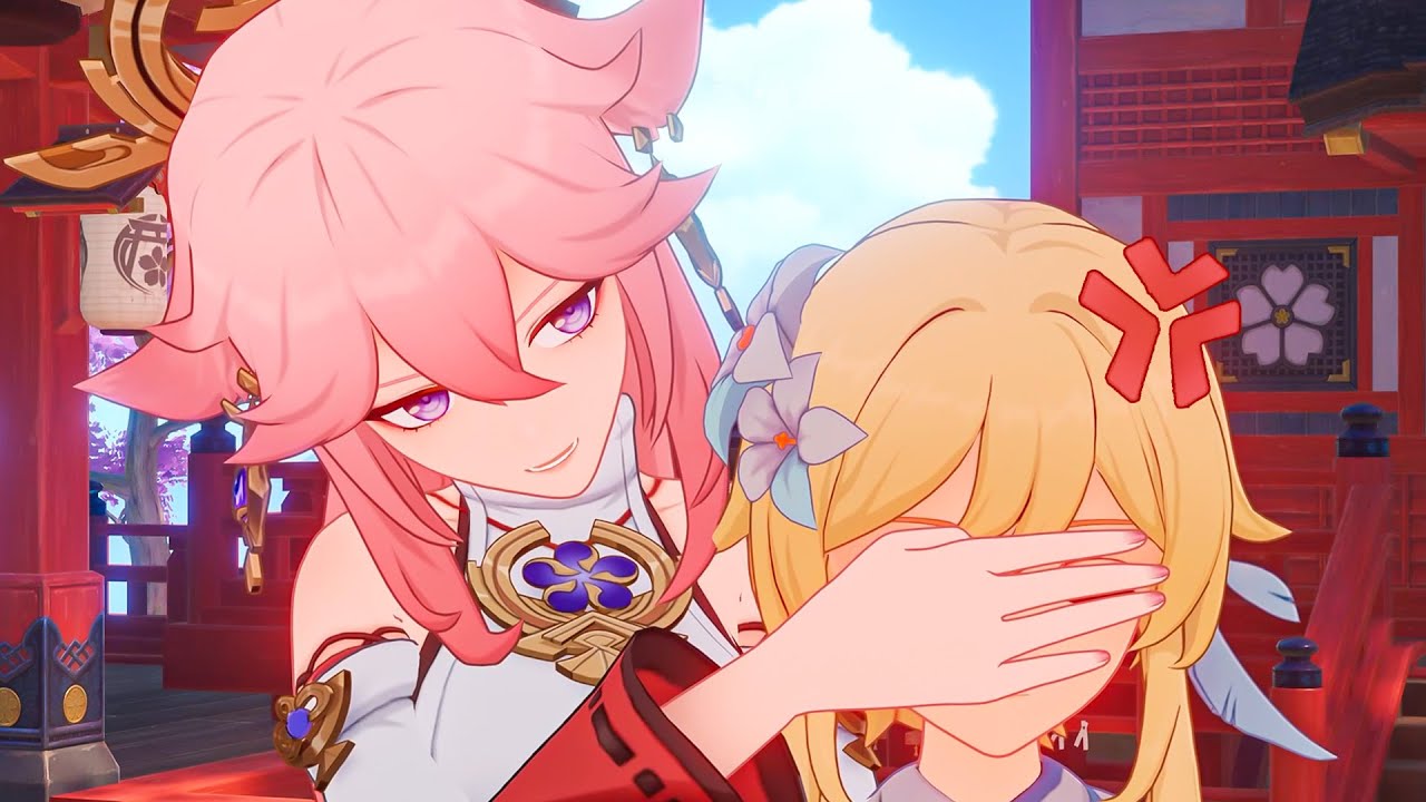 ANGRY LUMINE & YAE MIKO Covers Her Eyes Cutscene Genshin Impact 5.7 ...