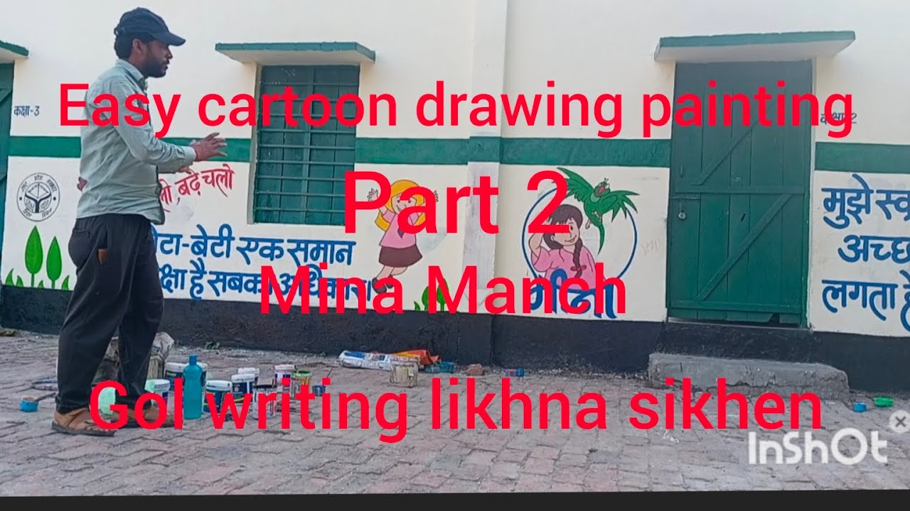 Easy cartoon drawing painting part 2 Mina Manch #gol writing likhna ...