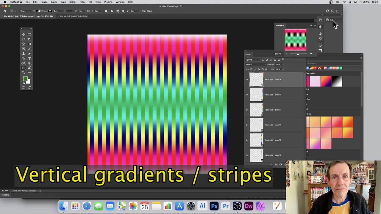 Vertical Gradient Color Stripes In Photoshop | How To | Smart Objects ...