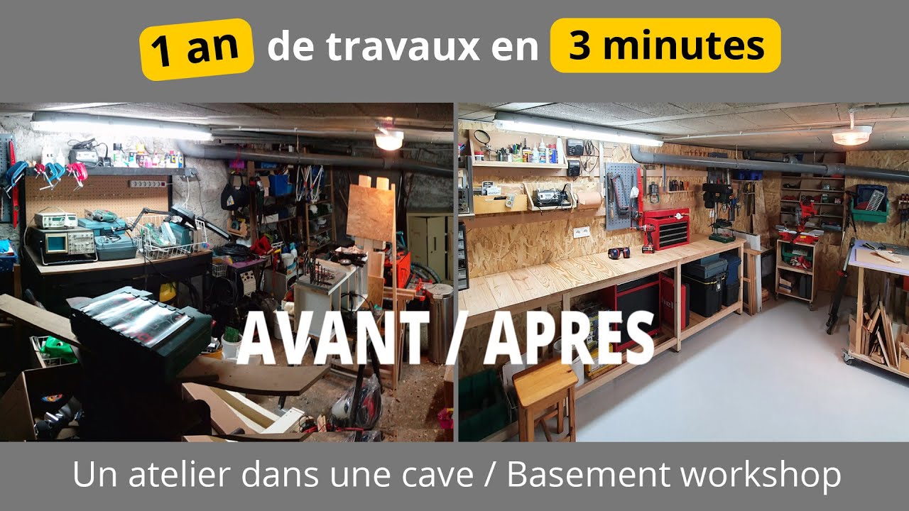 Un atelier dans une cave : 1 an de travaux en 3 min. / Basement ...