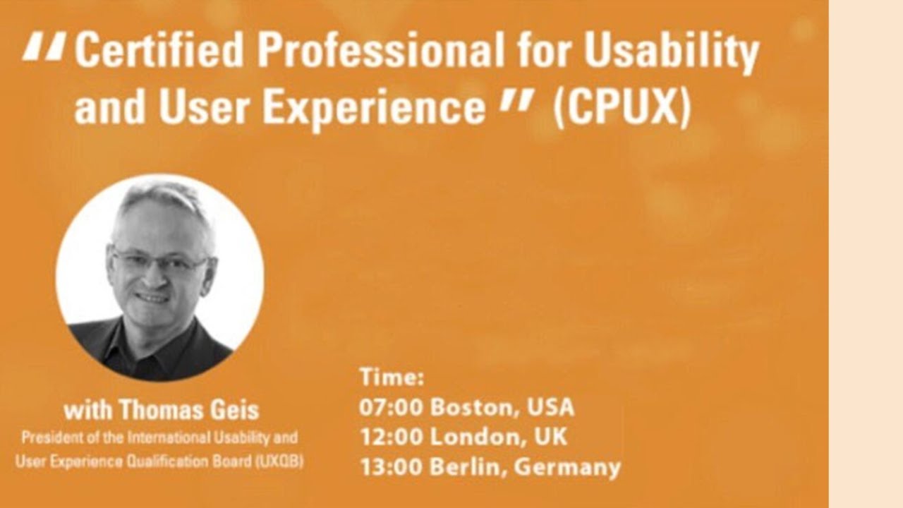 Certified Professional for Usability and User experience Seminar CPUX ...