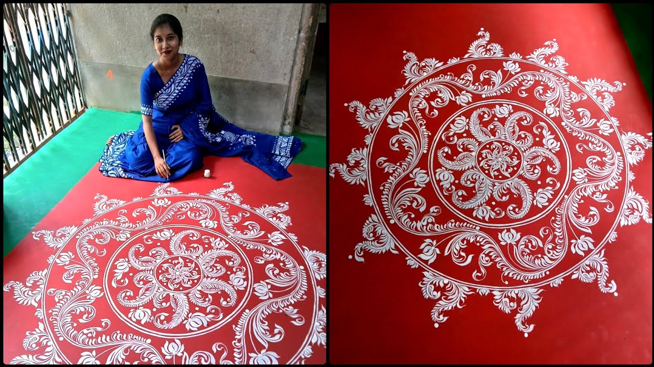 Best round alpona design // very beautiful round alpona design process ...