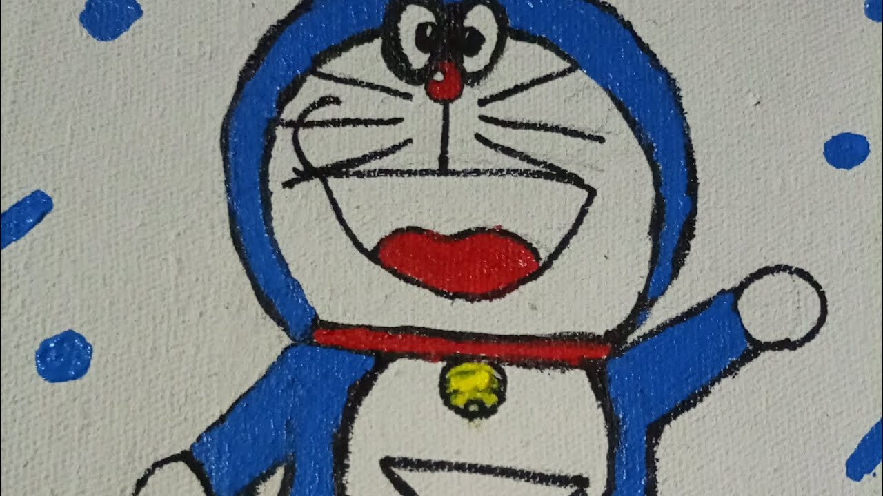 Doraemon Acrylic painting on canvas Easy acrylic painting step by step ...