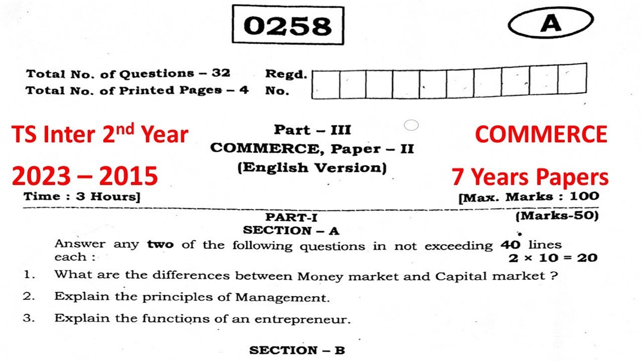 TS Inter 2nd Year Commerce 2023 2022 2020 2018 2017 2016 Question ts-inter-2nd-year-commerce-2023-2022-2020-2018-2017-2016-question
