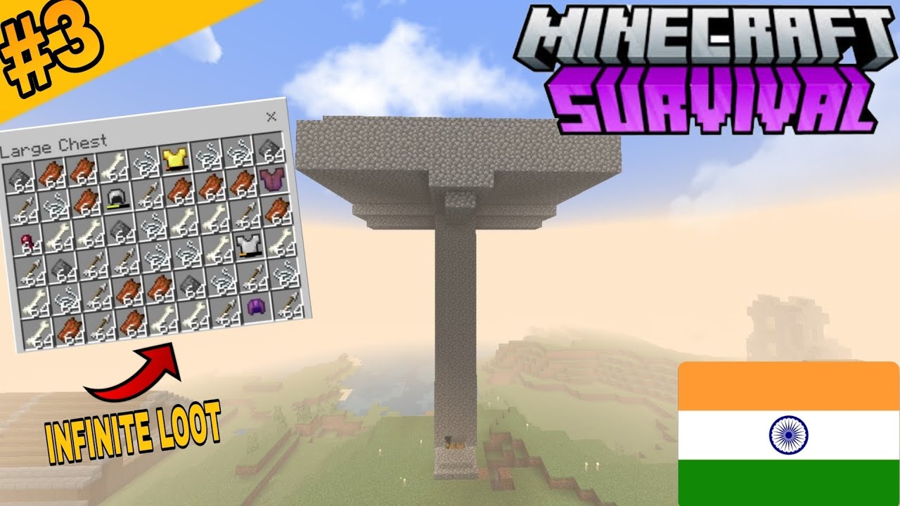 MINECRAFT PE 🔥 SURVIVAL SERIES EP-3 IN HINDI 1.21 || Build A XP Giant ...