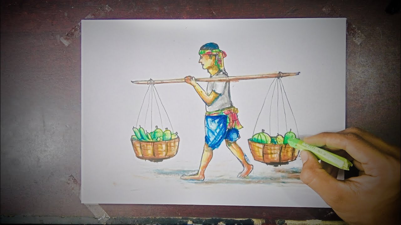 Drawing a street hawker || Step by step tutorial. - YouTube