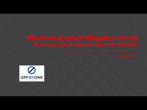 Windows Exploit Mitigation Series - Reversing Export Address Table Filtering (EAF) - YouTube