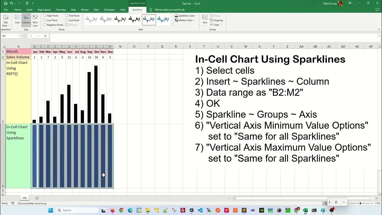 Vertical In-Cell Bar Chart - Excel Tips and Tricks - YouTube
