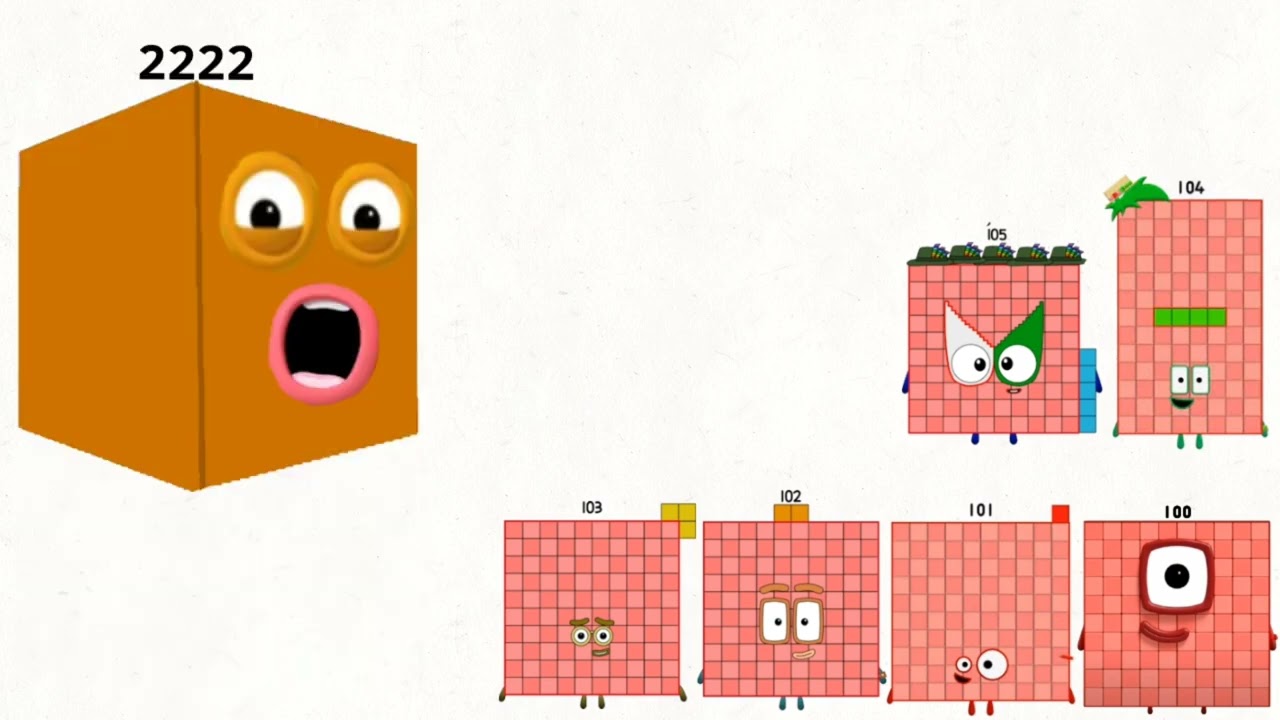 Numberblocks 2222 sneeze number 100 to 107 - YouTube