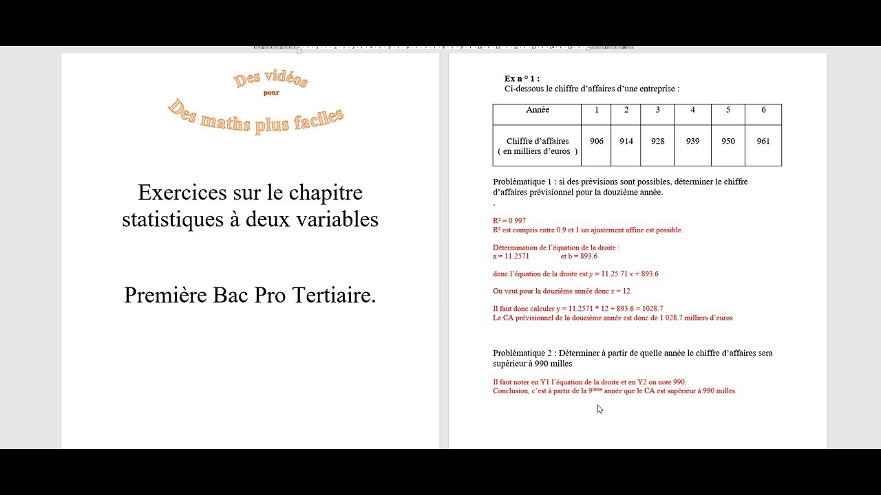 stats 2 variables-première bac pro tertiaire. - YouTube
