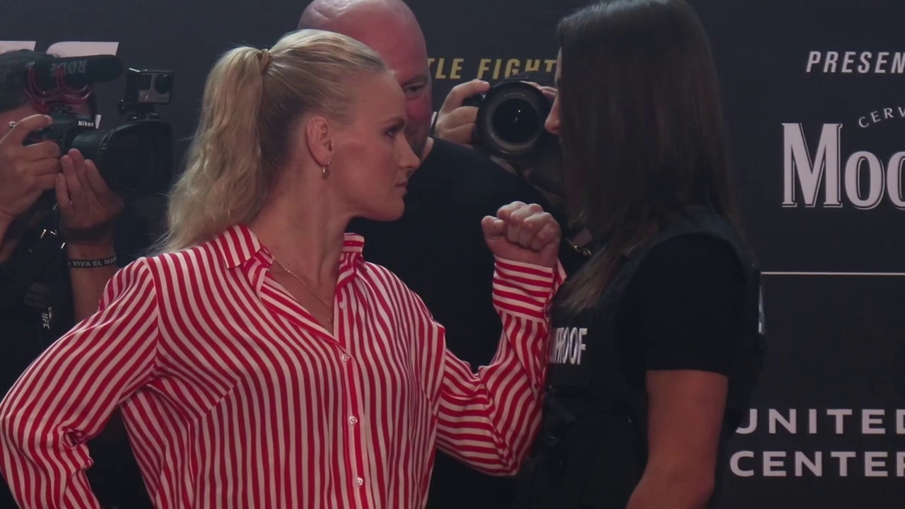 UFC 238 Media Day Valentina Shevchenko vs Jessica Eye Face Off - YouTube