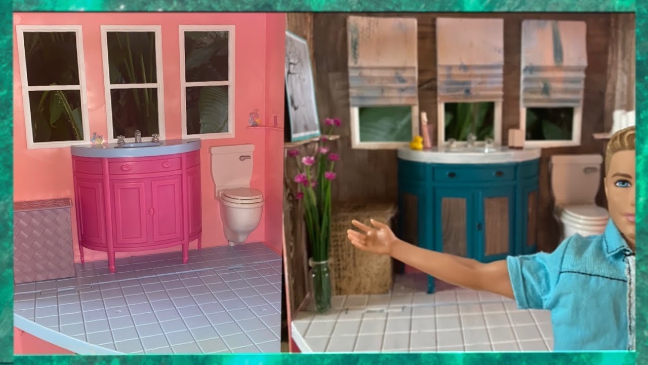 I Gave Barbie's DreamHouse Bathroom A Modern Makeover + DIY Dollhouse ...