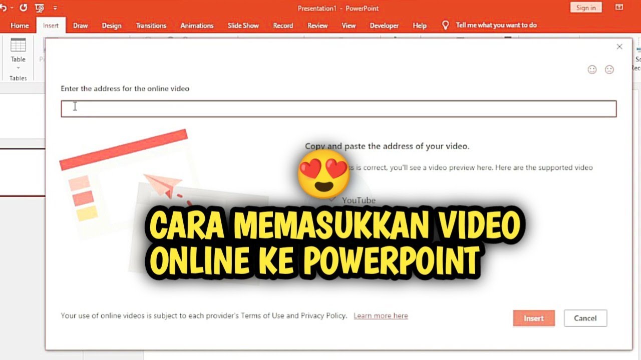 CARA MEMASUKKAN VIDEO ONLINE KE POWERPOINT - YouTube