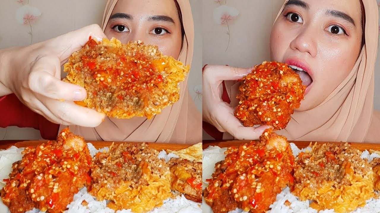Mukbang Ayam Geprek Ayam Gepuk Level Terpedas Youtube