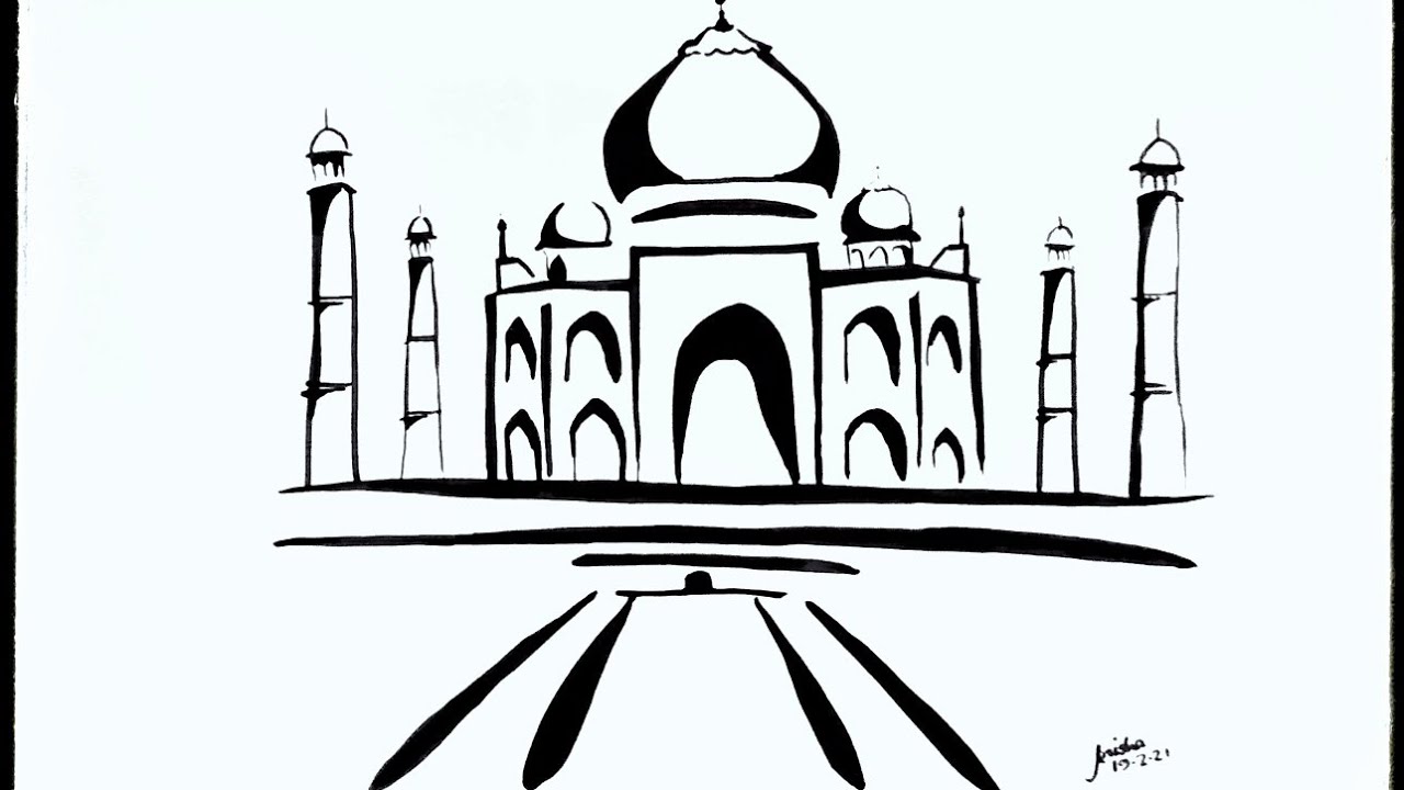 HOW TO DRAW TAJ MAHAL EASY !!!! - YouTube
