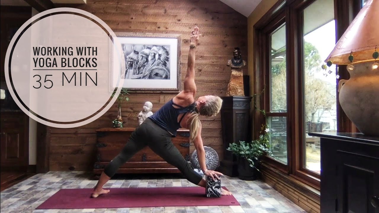 Working with Yoga Blocks 💜 35 Min - YouTube