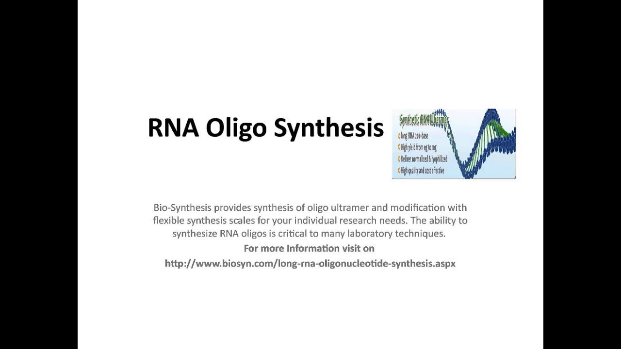 RNA Oligo Synthesis - YouTube